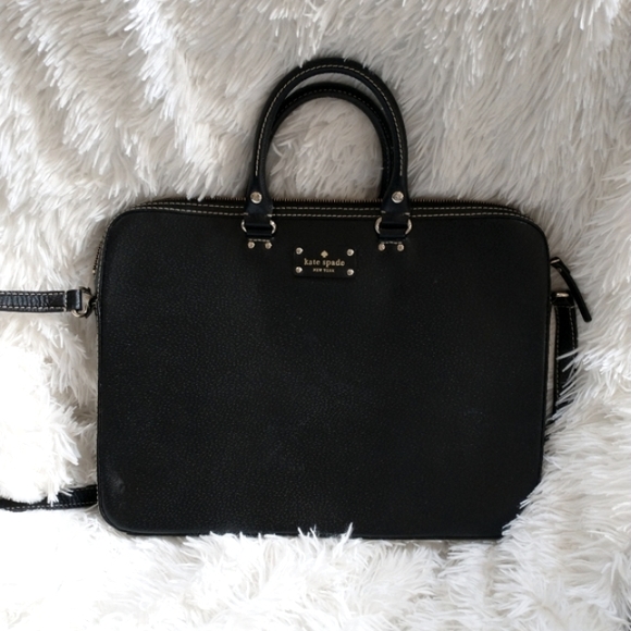 kate spade | Bags | Kate Spade New York Black Leather Laptop Briefcase ...